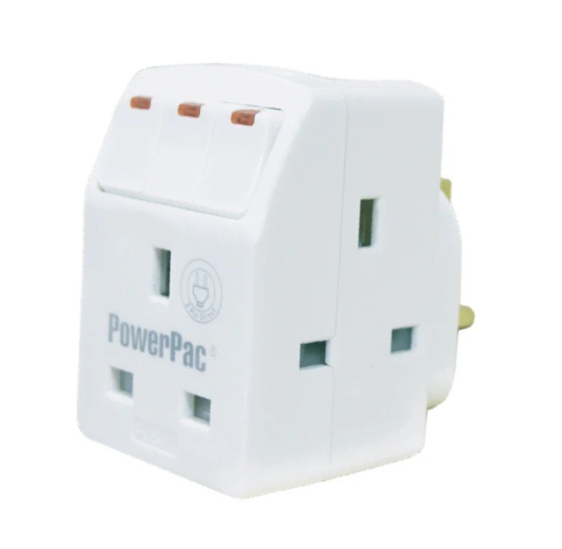 3 Way Adapter with 3-Pin Plug 3 Pin Sockets With Individual Switches ...