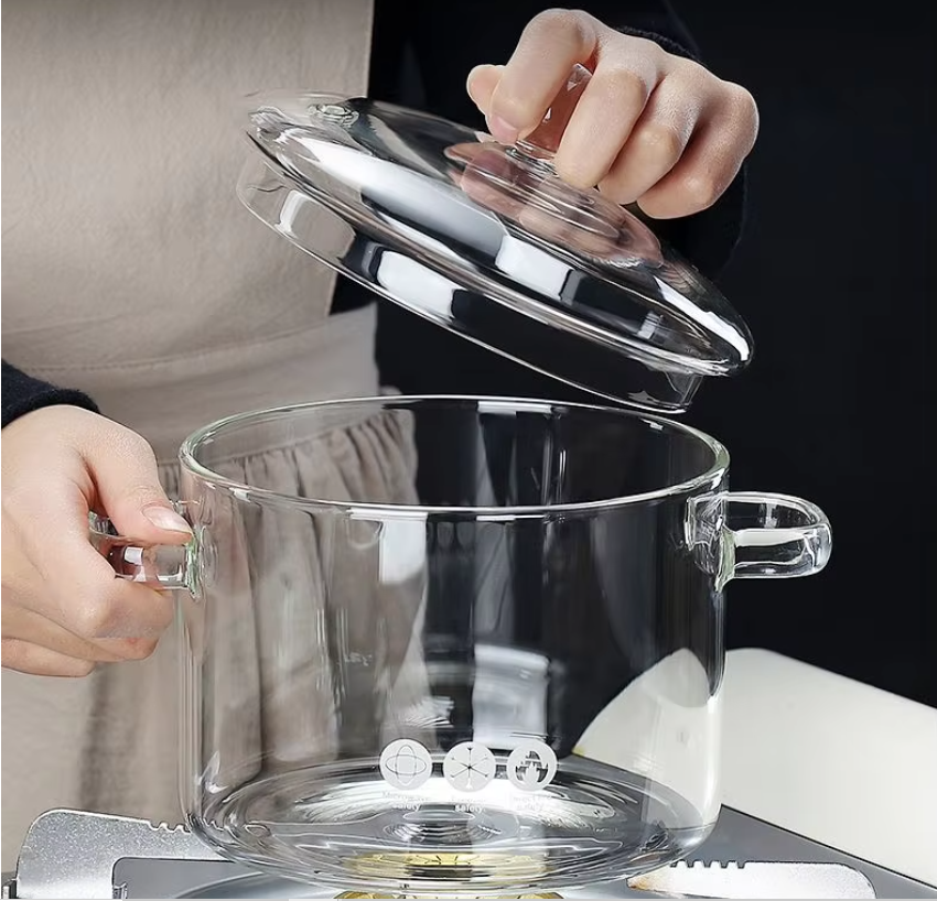 Glass Saucepan Stove Pot Transparent Borosilicate Glass Cooking Pot ...