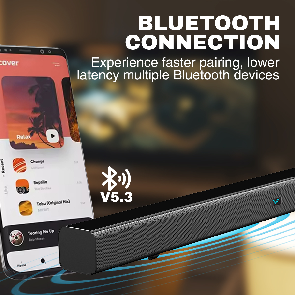 Vinnfier Hyperbar 2000 Wireless Bluetooth TV Soundbar 60W MAX AUX USB ...