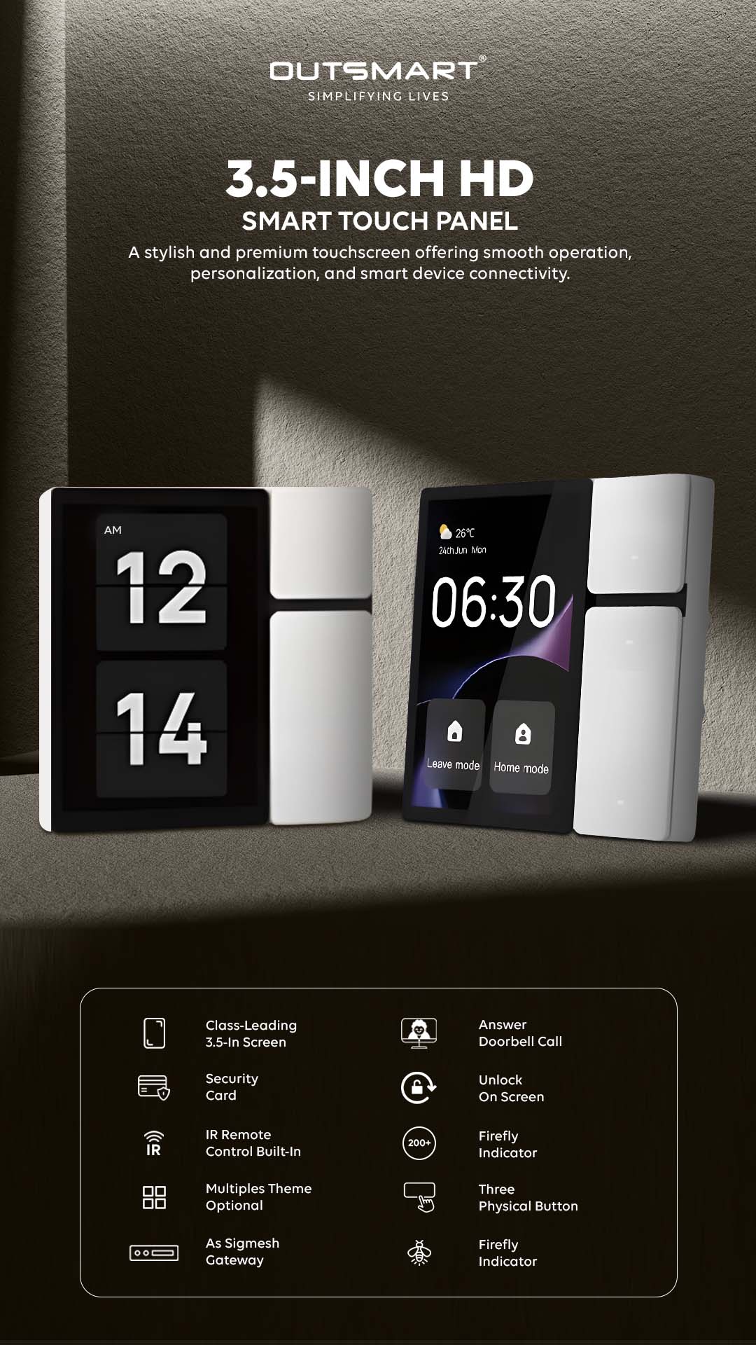 Outsmart Smart Home Control Panel With Infrared Remote Signal Touch Screen 3 Gang | Shopee Singapore