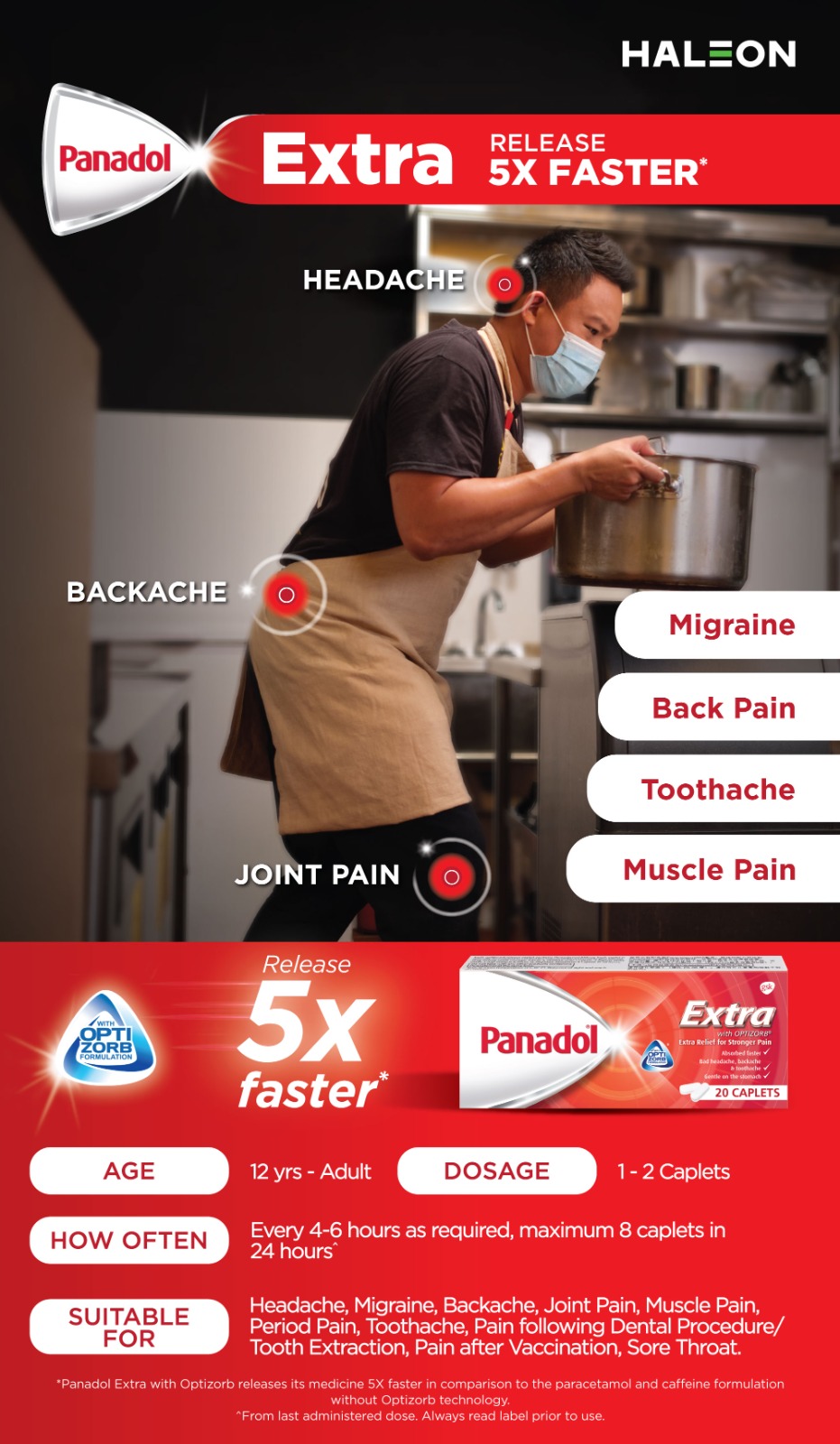 PANADOL Extra with Optizorb, Paracetamol for Strong & Tough Pain Relief ...