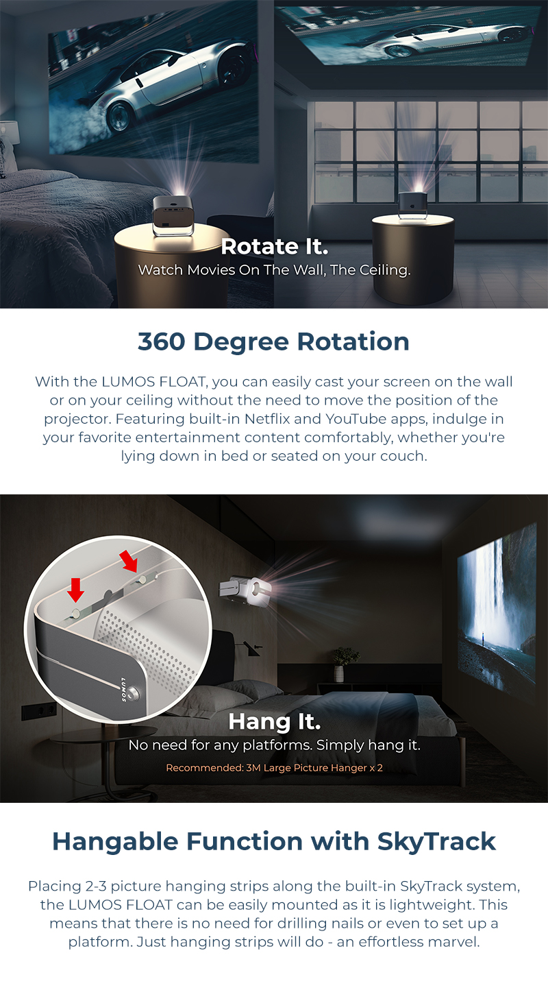 [Official Store] LUMOS FLOAT Home Cinema Projector | Shopee Singapore