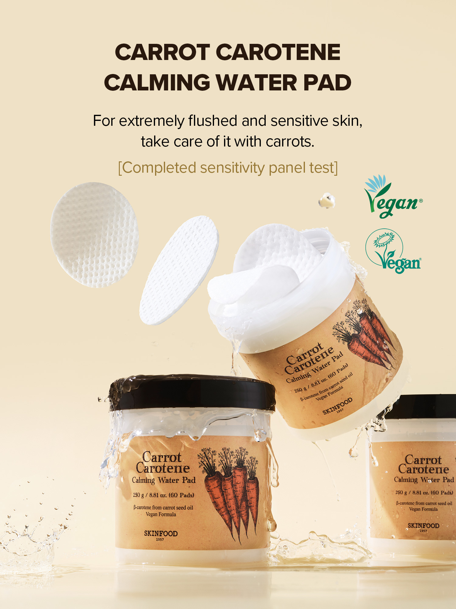 [SKINFOOD Official] Carrot Carotene Calming Water Pad 60ea / Redness ...