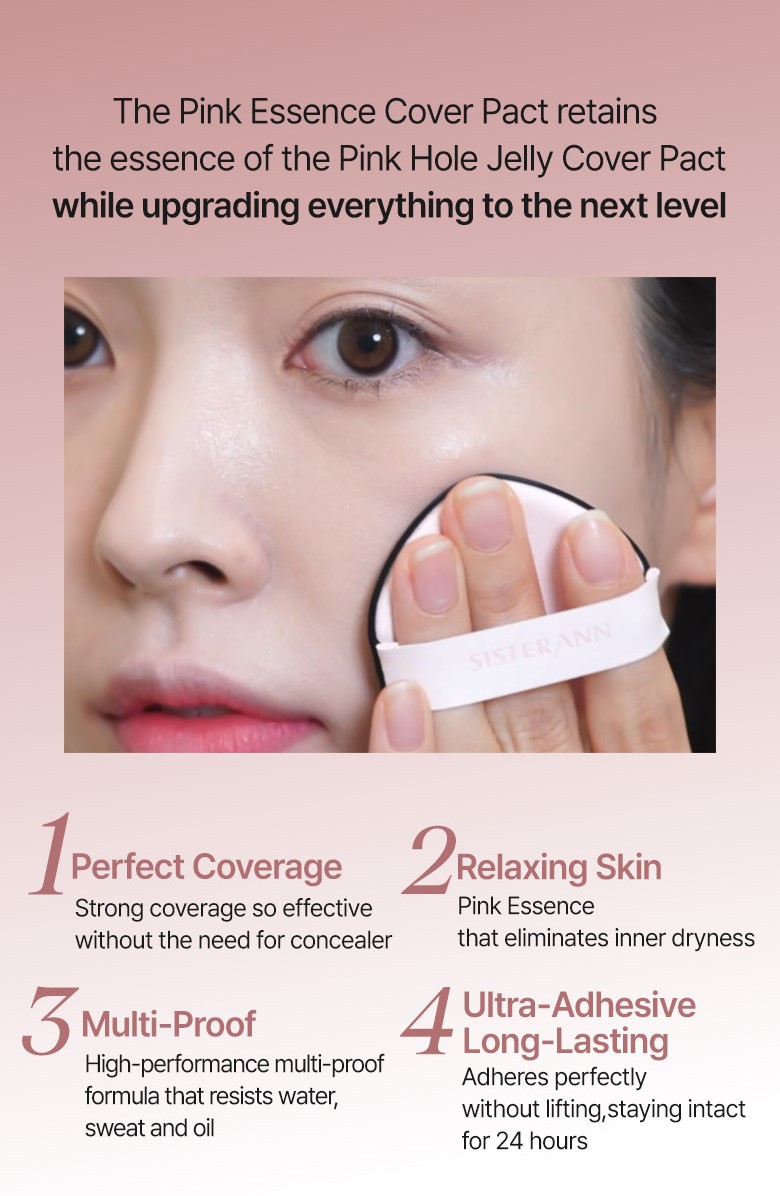 [SISTER ANN] Pink Essence Cover Pact - High Coverage / Moisturizing ...