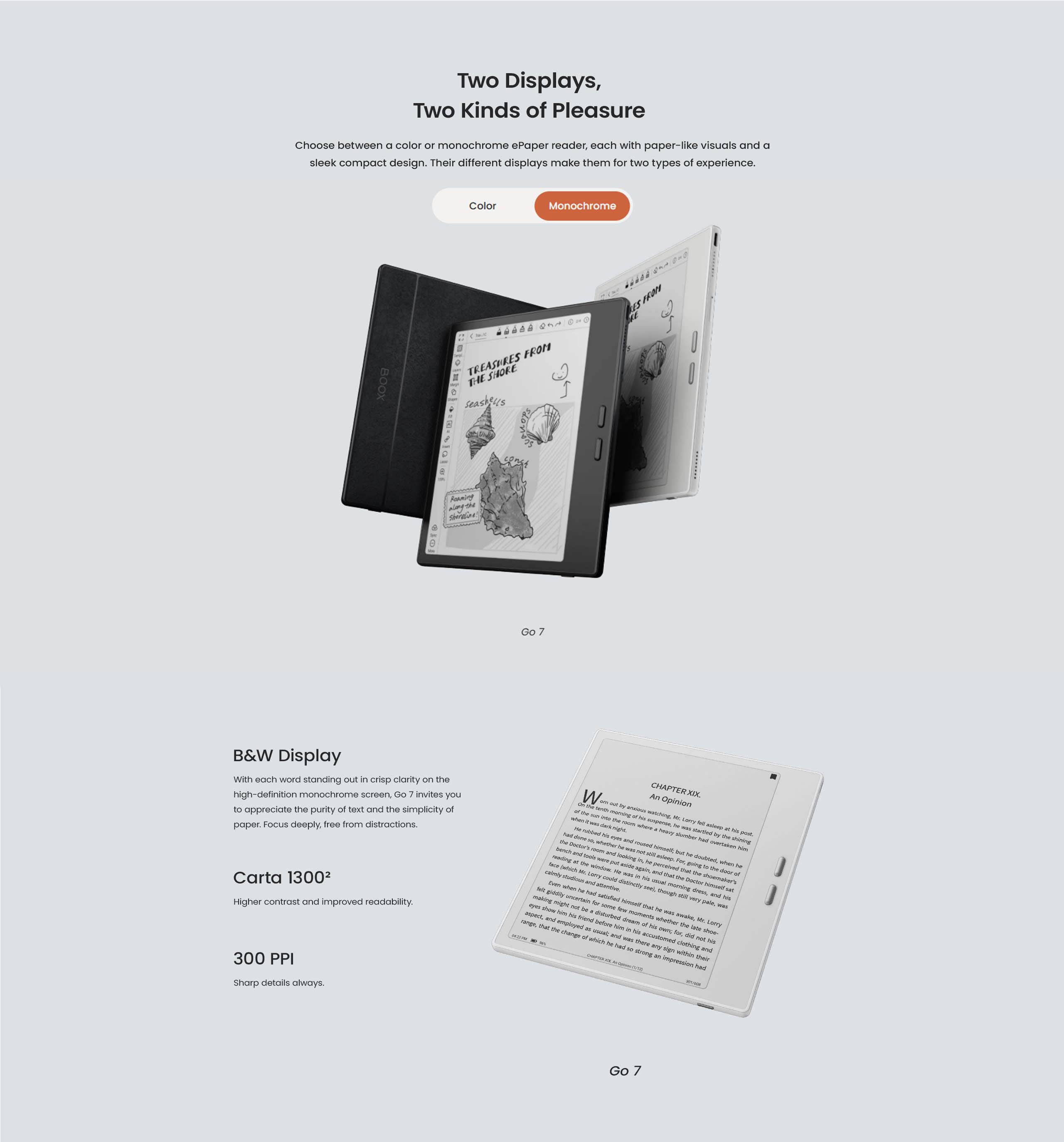 ONYX BOOX Go 7 - 7 inch Monochrome Android 13 Qualcomm Advanced Octa ...