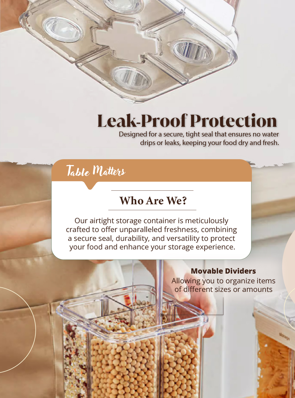 Table Matters - KLEAR Airtight Food Grade Compartment Storage Container ...