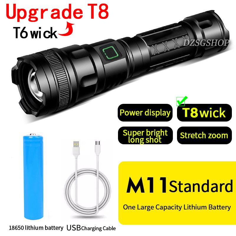 👍5000W Metal LED Flashlight 2025 Torch Light USB Rechargeable ...