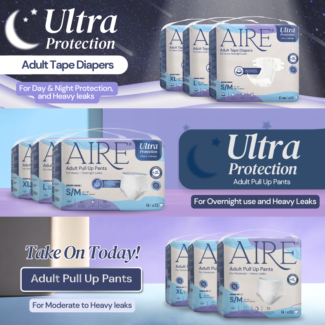[Carton Deal] Aire Adult Tape Diapers - Size S/M (8x12 pcs)(For Heavy ...