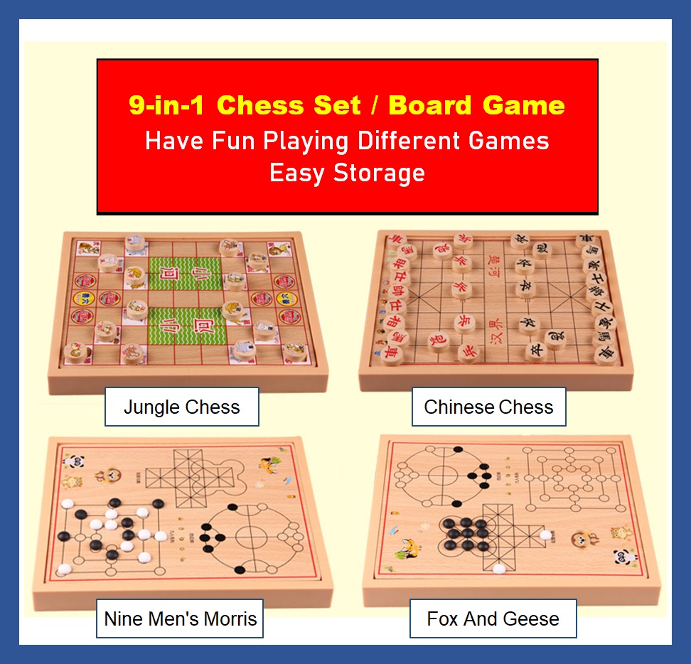 [SG Stocks] 9-in-1 Kids Chess Set / 9-in-1 Board Game / Wooden Chess ...