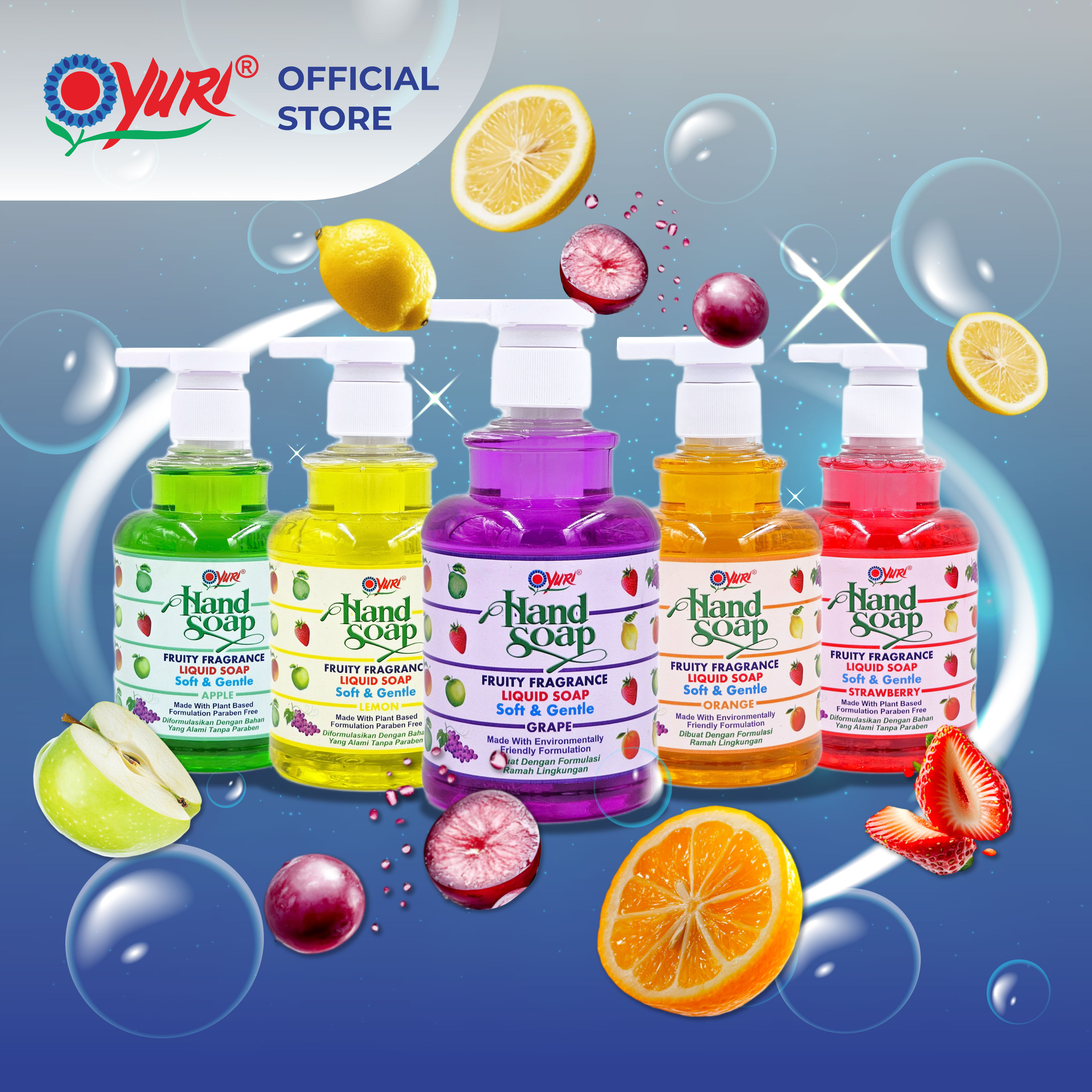 [Triple Pack] Yuri Fruity Handsoap Bottle - 410ml x3 | Moisturizing ...