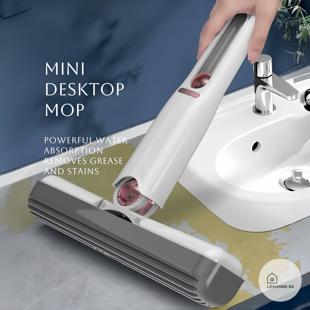 Mini Desktop Mop Hands-Free Lazy Sponge Mop Household Cleaner | Shopee ...