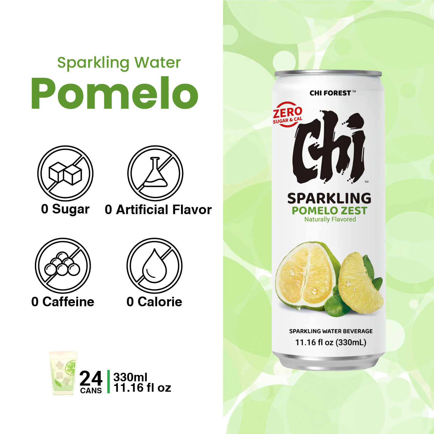 [Limited Flavors] Chi Forest 元气森林 Sugar Free Soda Sparkling Water 330ml Pomelo Pineapple Mango ...