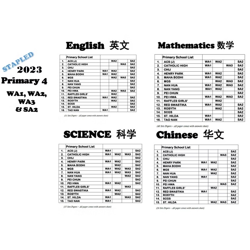 Free Shipping☀️Ready Stock☀️2023 Primary 4 Top School Exam Paper (Hard ...