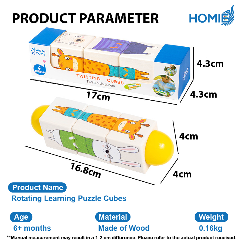 HOMIE Rotating Learning Puzzle Cubes/Wooden Twisting Block for Infants ...