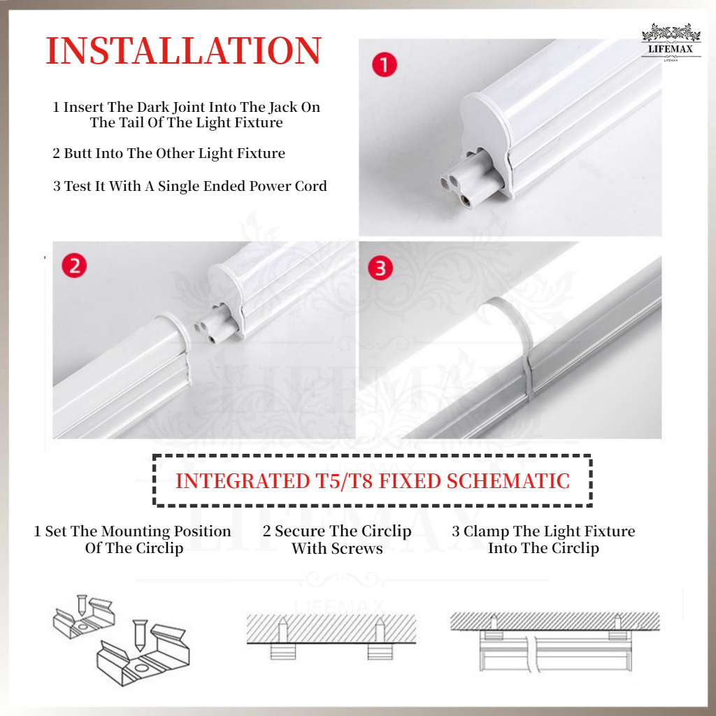 [SG Seller]T8/T5 LED Tube Energy-saving Bracket Light Strip Tube Strip ...