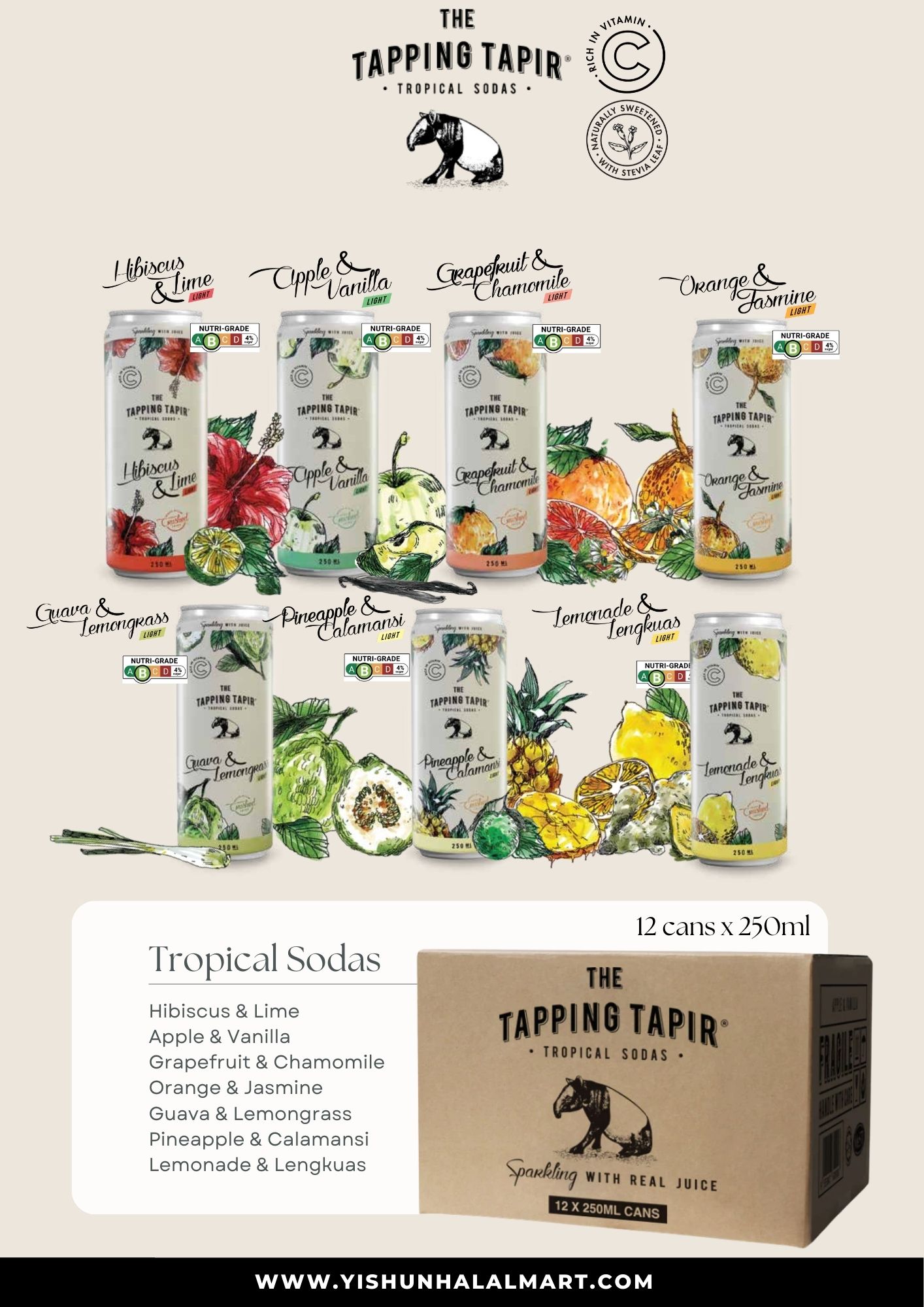 The Tapping Tapir Carbonated Soda Real Fruit Juice Drink Orange Jasmine ...