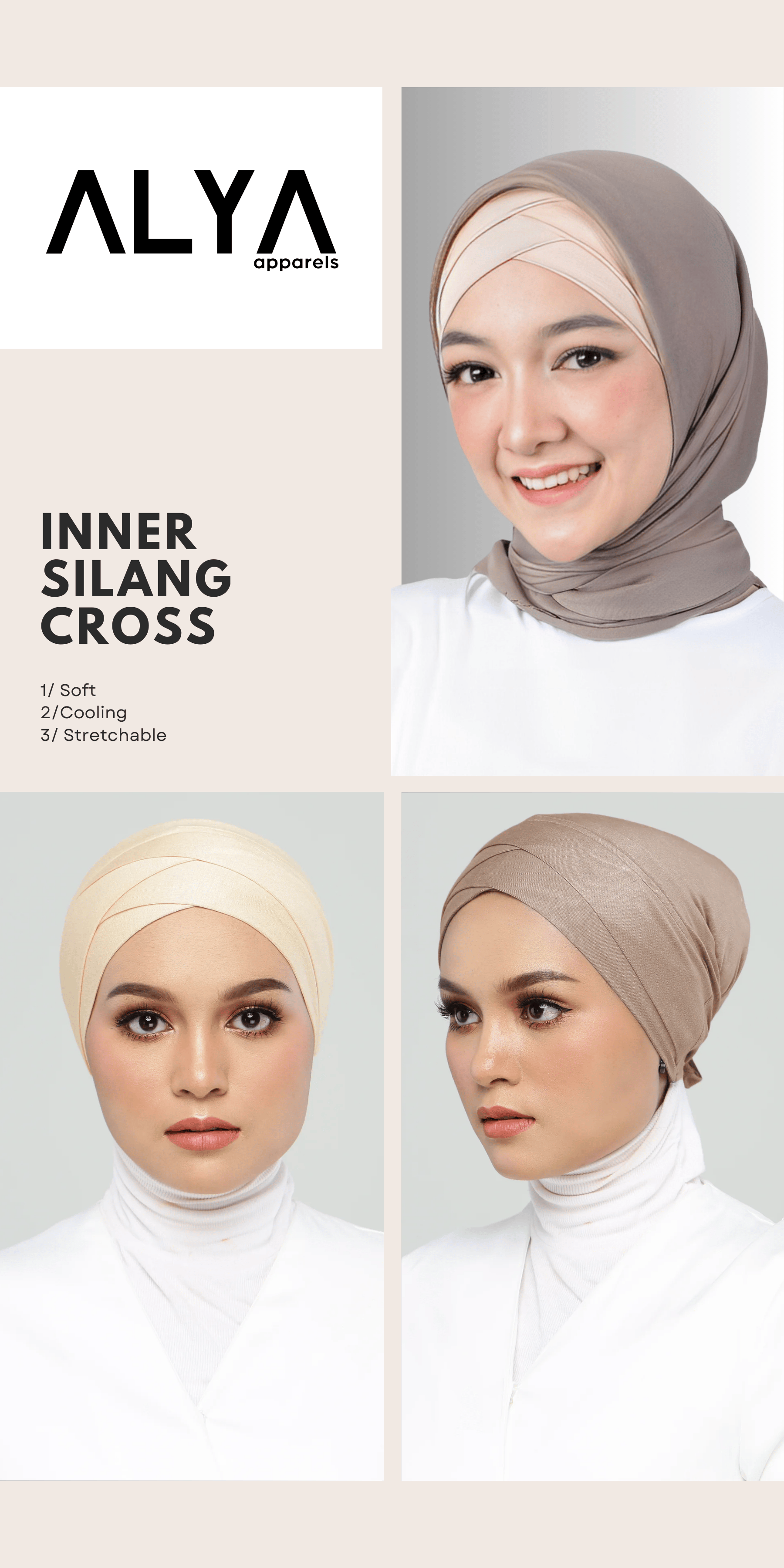 Inner Silang Cross ( Alya Apparels / Innercap / Shawl / Innera / Tudung ...