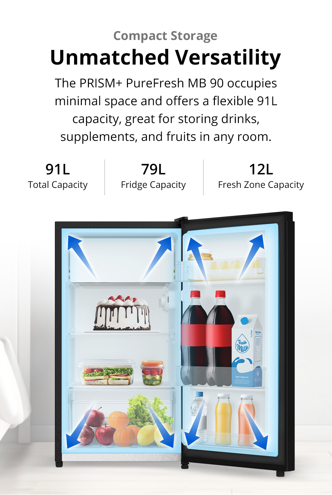 PRISM+ PureFresh MB 90 | 90L Mini Bar Refrigerator | Adjustable ...