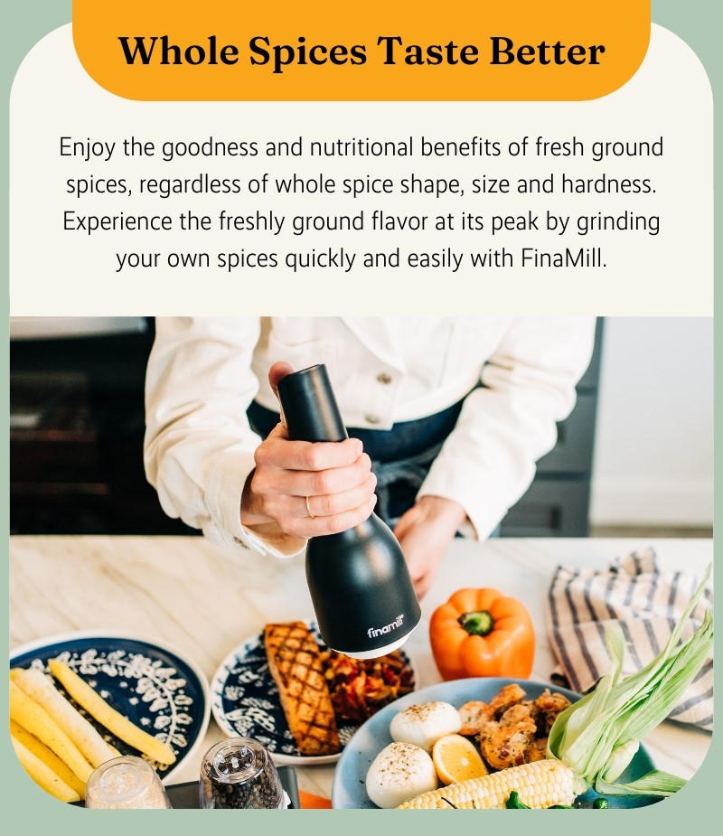 Finamill Pepper Mill & Spice Grinder │USB Rechargeable │ Adjustable ...