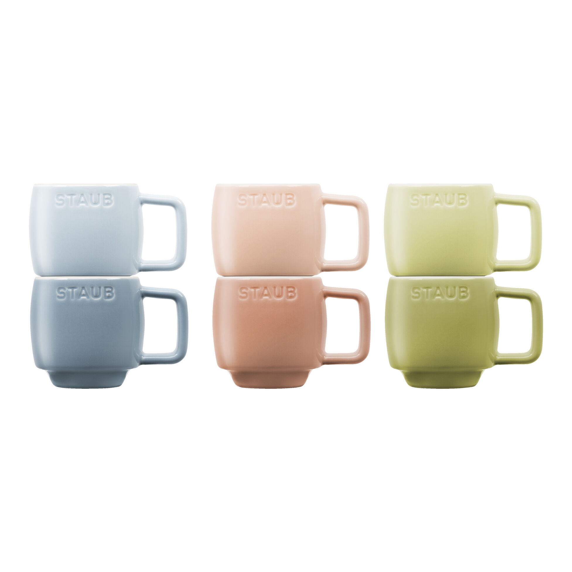 STAUB Ceramic Macaron Set of 6 Pastel Colour Espresso Cups 100ml ...