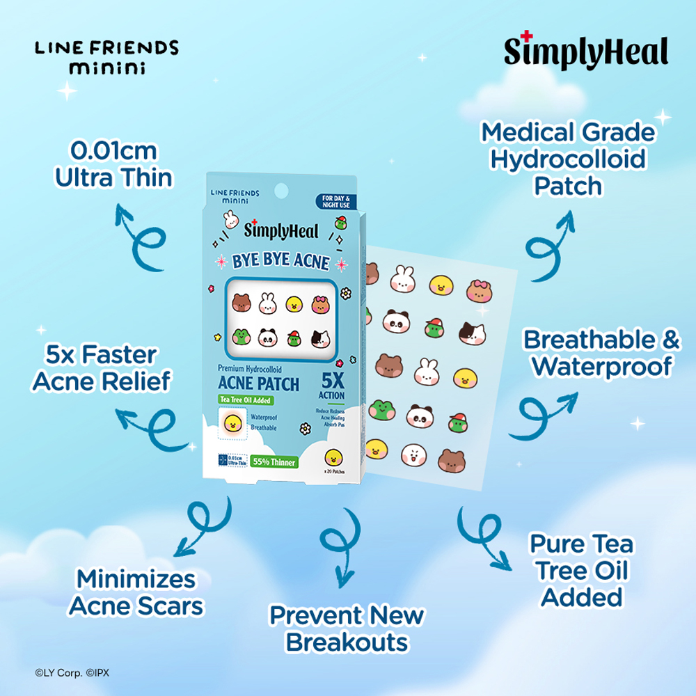 SimplyHeal Day & Night Premium Hydrocolloid Acne Patch (LINE FRIENDS minini Edition) | Shopee ...