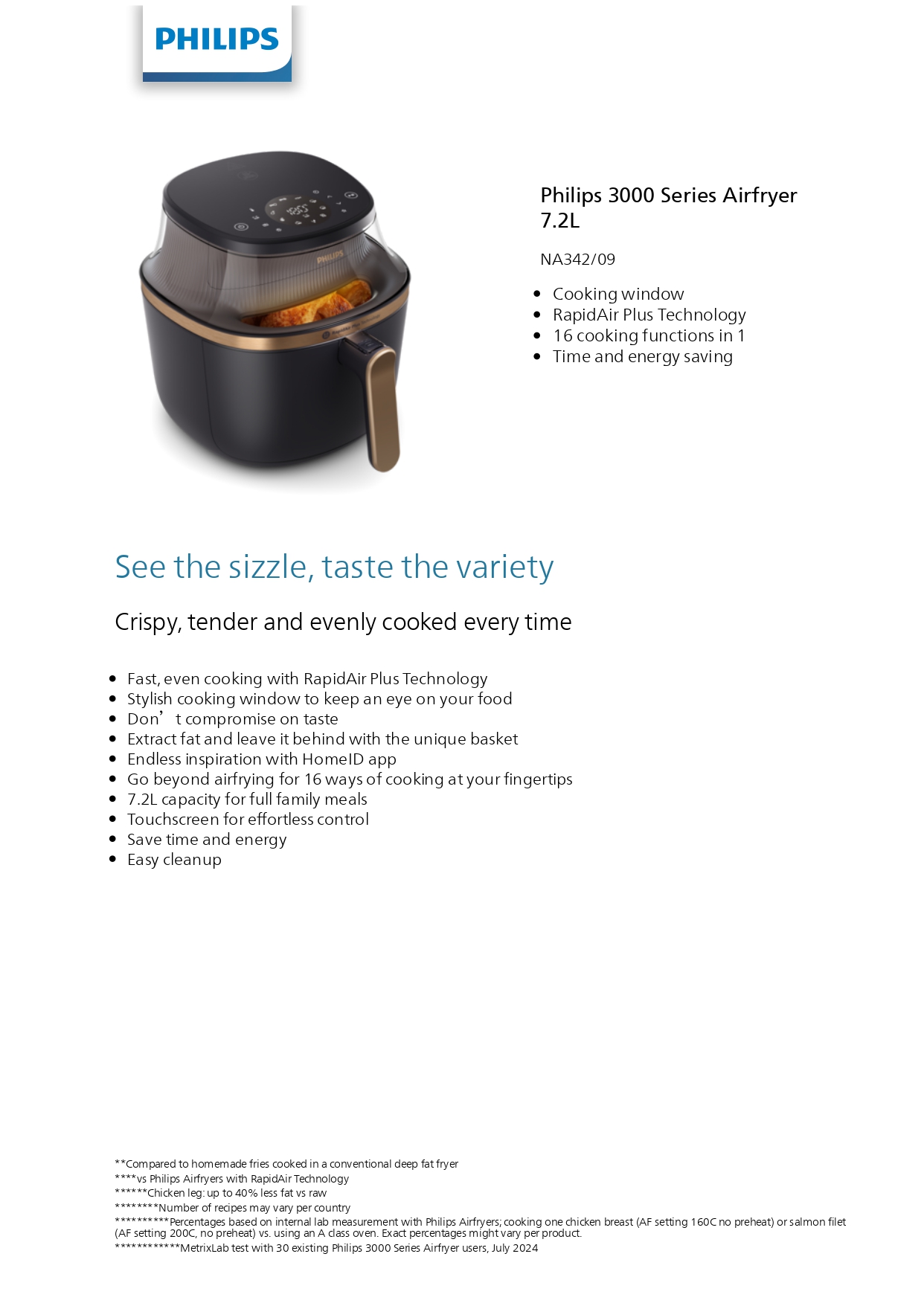 Philips NA342/09 | NA342 3000 Series Airfryer 7.2L | Shopee Singapore