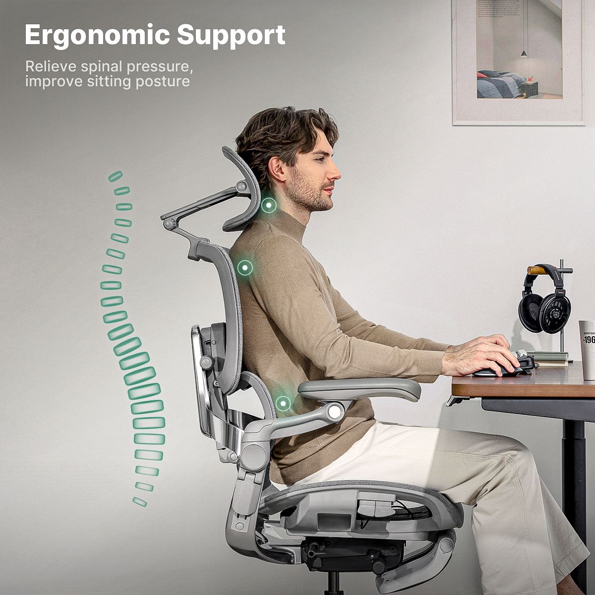 Hinomi H2 Pro Ergonomic Chair with Adjustable Backrest and Seat, Home Office Chair with Lumbar ...