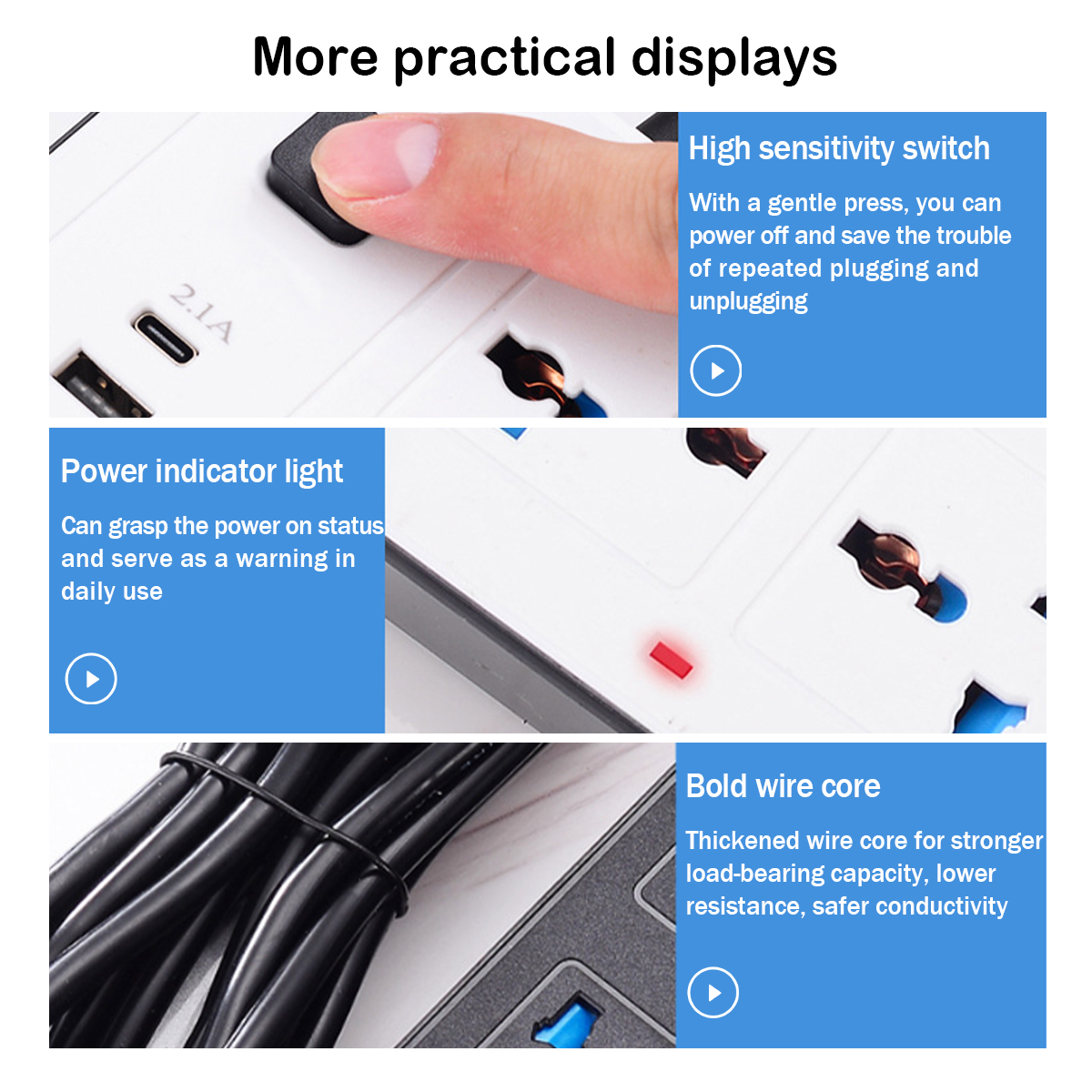 Power Socket USB Port Conversion Socket Extension Cord Universal Power ...