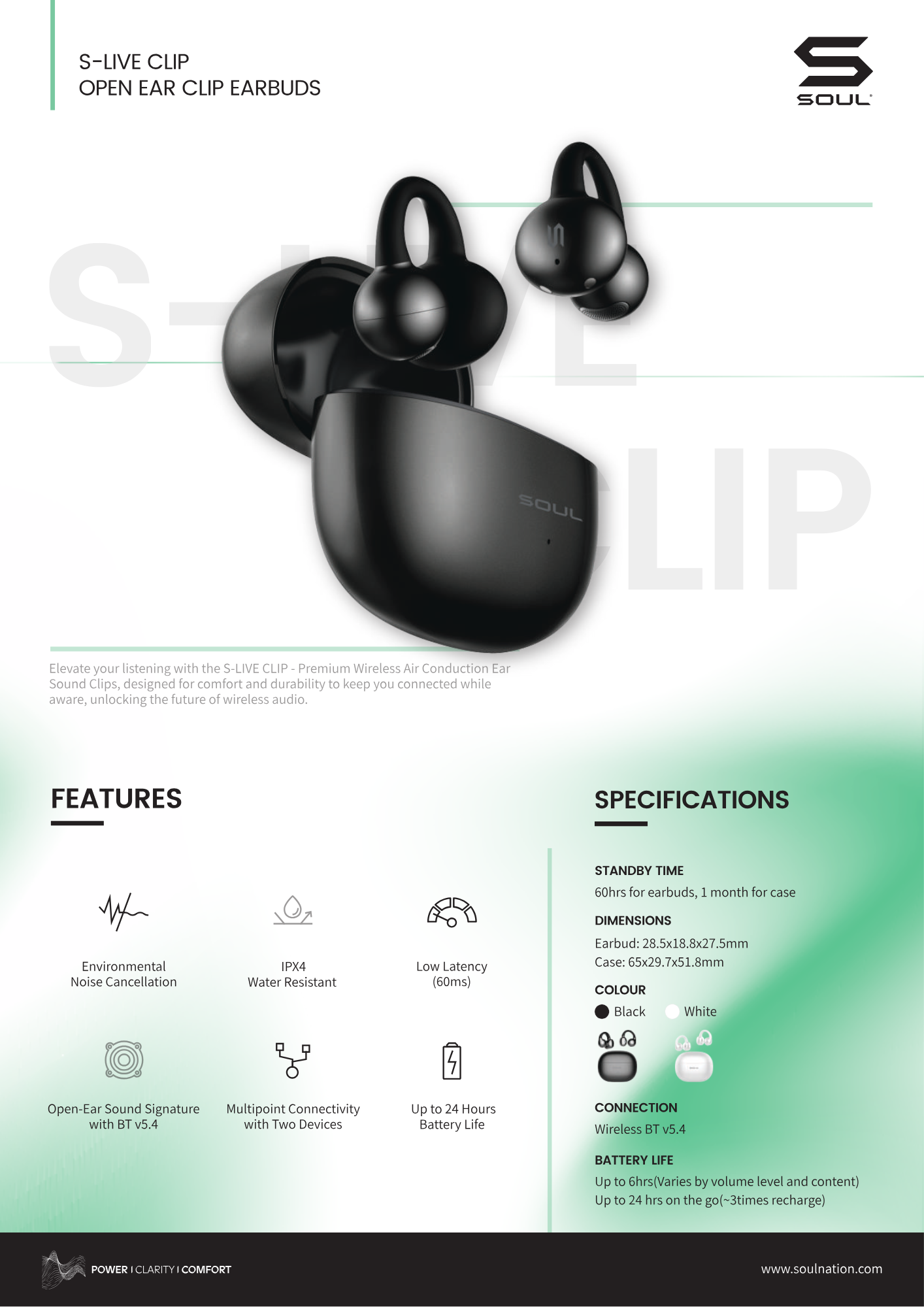 SOUL S-LIVE CLIP Premium Wireless Air Conduction Ear Sound Clips ...