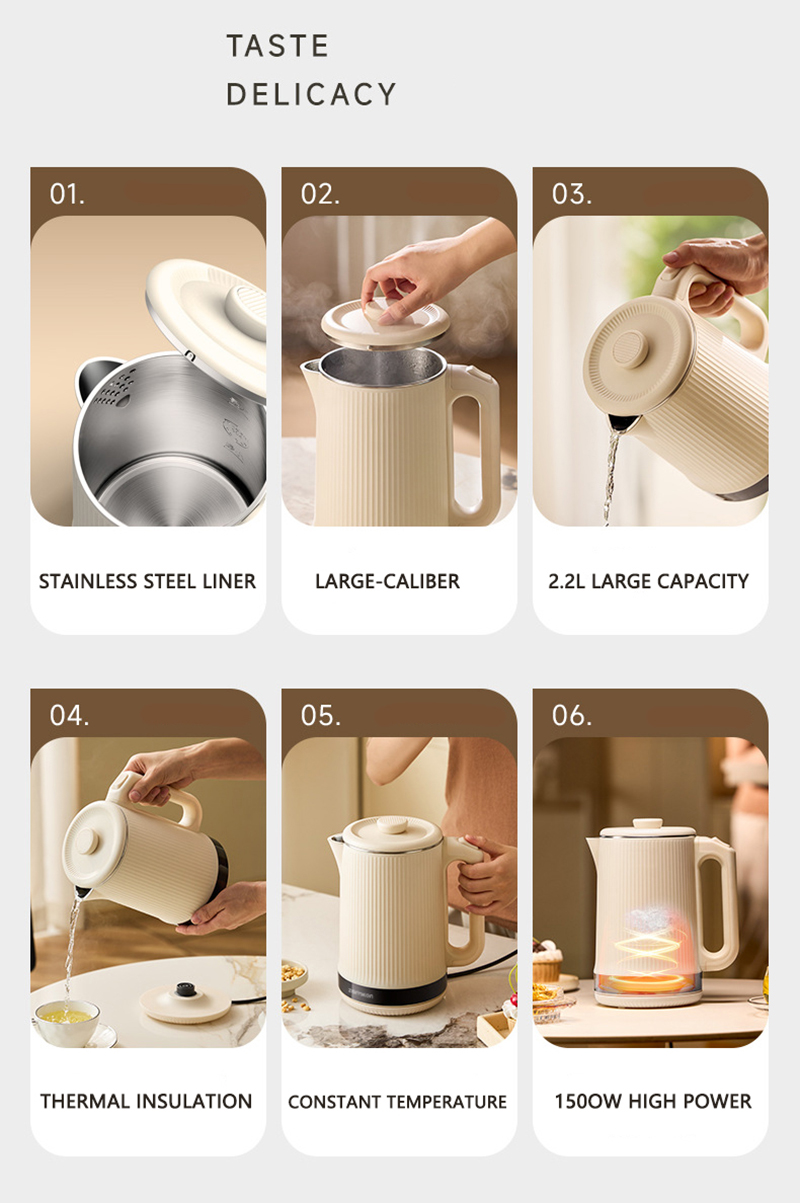 SG【READY STOCK】2.2L Electric Kettle Stainless Steel Water Boiler ...
