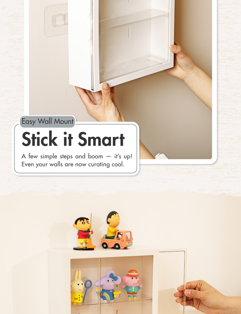 HOUZE - Square & Arc Shape Acrylic Popmart Clear Wall Hanging Display ...