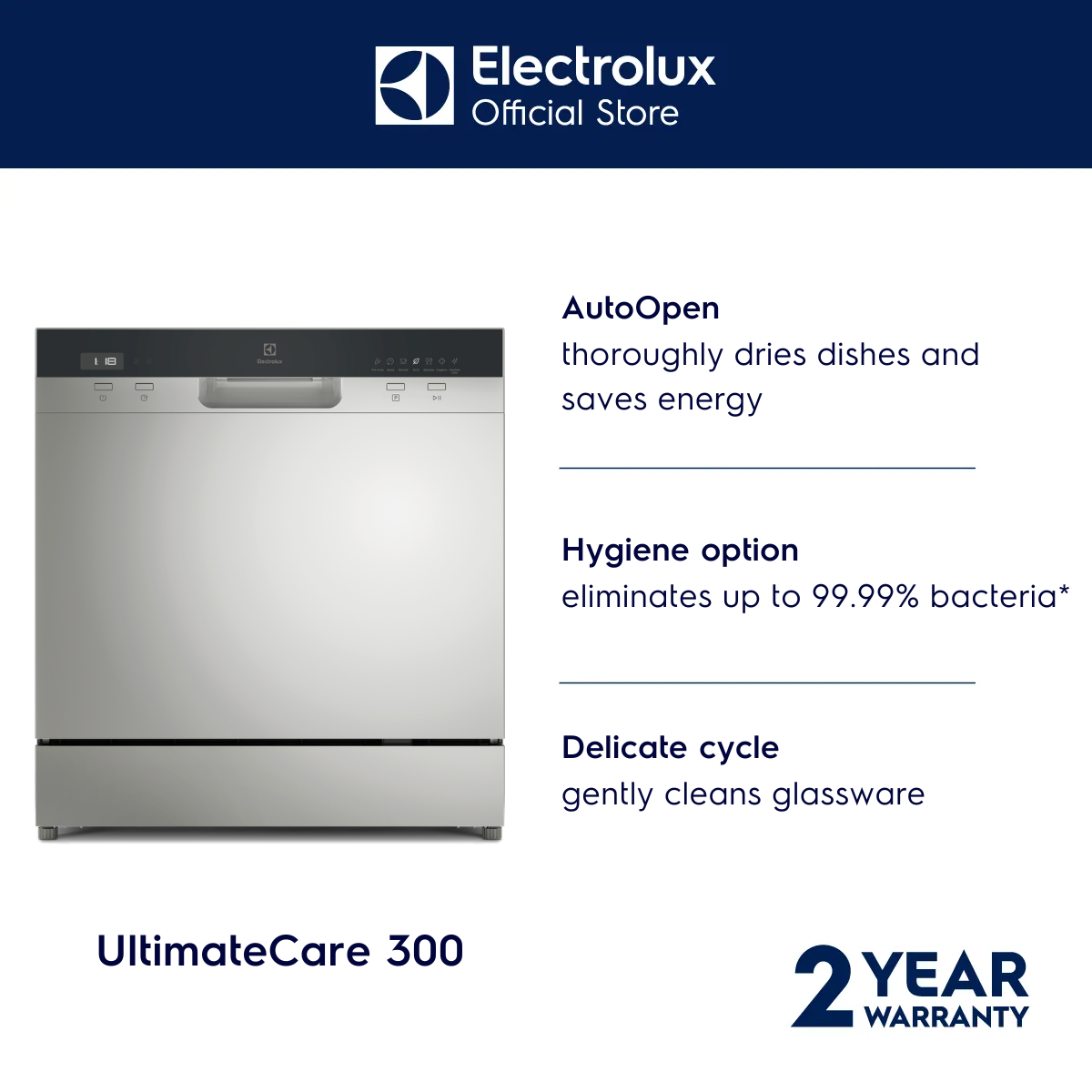 Electrolux EFC3862MS 55cm Compact Dishwasher with 8 Place Settings - 2 ...