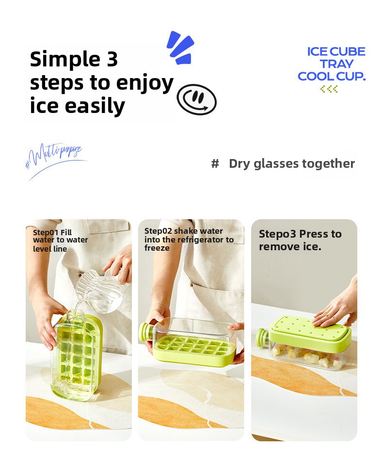 【Summer Magic Cup】New ice cube tray and water bottle 2-in-1 press water ...