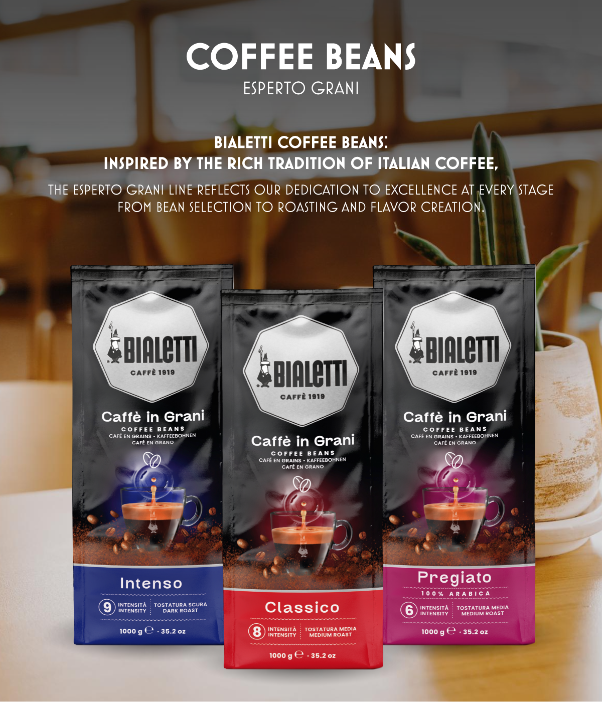 Bialetti Esperto Grani Coffee Beans 1000g Roasted Classic Pregiato ...