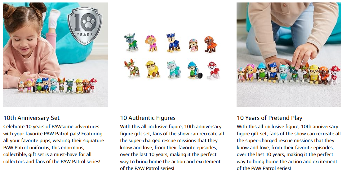 Paw Patrol, 10th Anniversary, All Paws On Deck Toy Figures Gift Pack ...