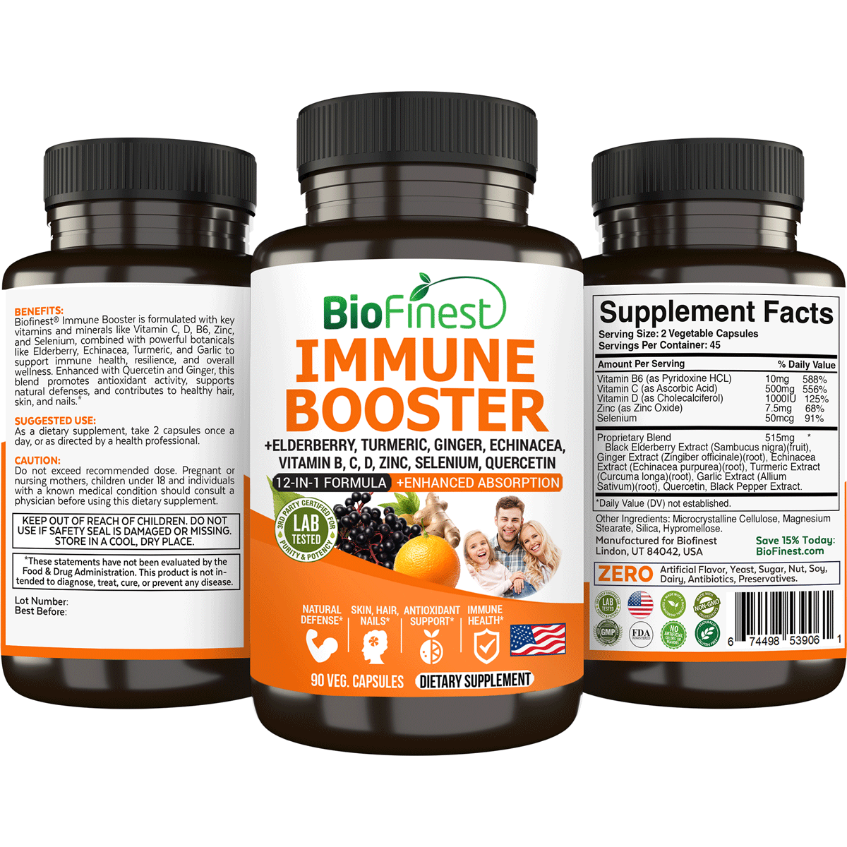 Biofinest Immune Booster Supplement - 12-in-1 Vitamin B C D Zinc ...