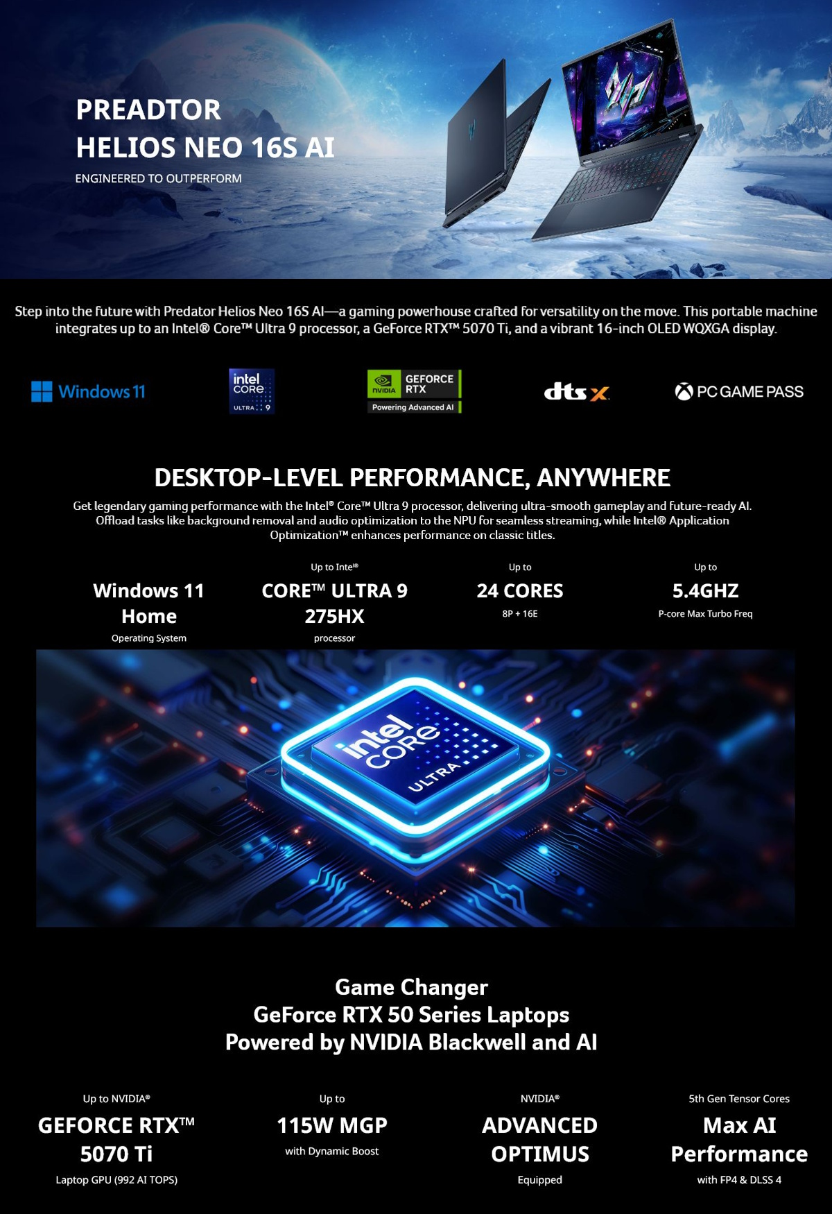 [RTX 5070 TI & Intel Core 9 275HX] Predator Helios Neo 16 Slim PHN16S ...