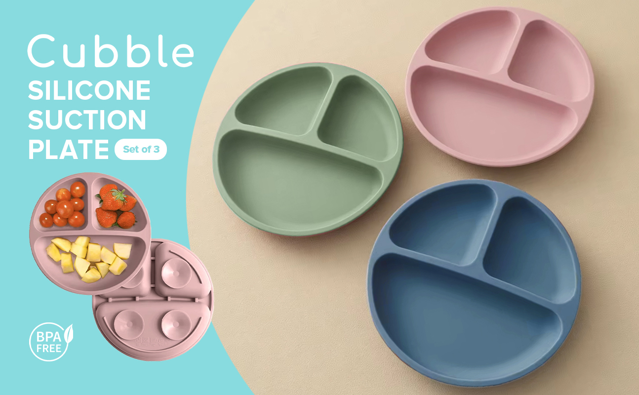 Cubble Silicone Suction Divided Plate 3-Pack (3 Colours) | Shopee Singapore