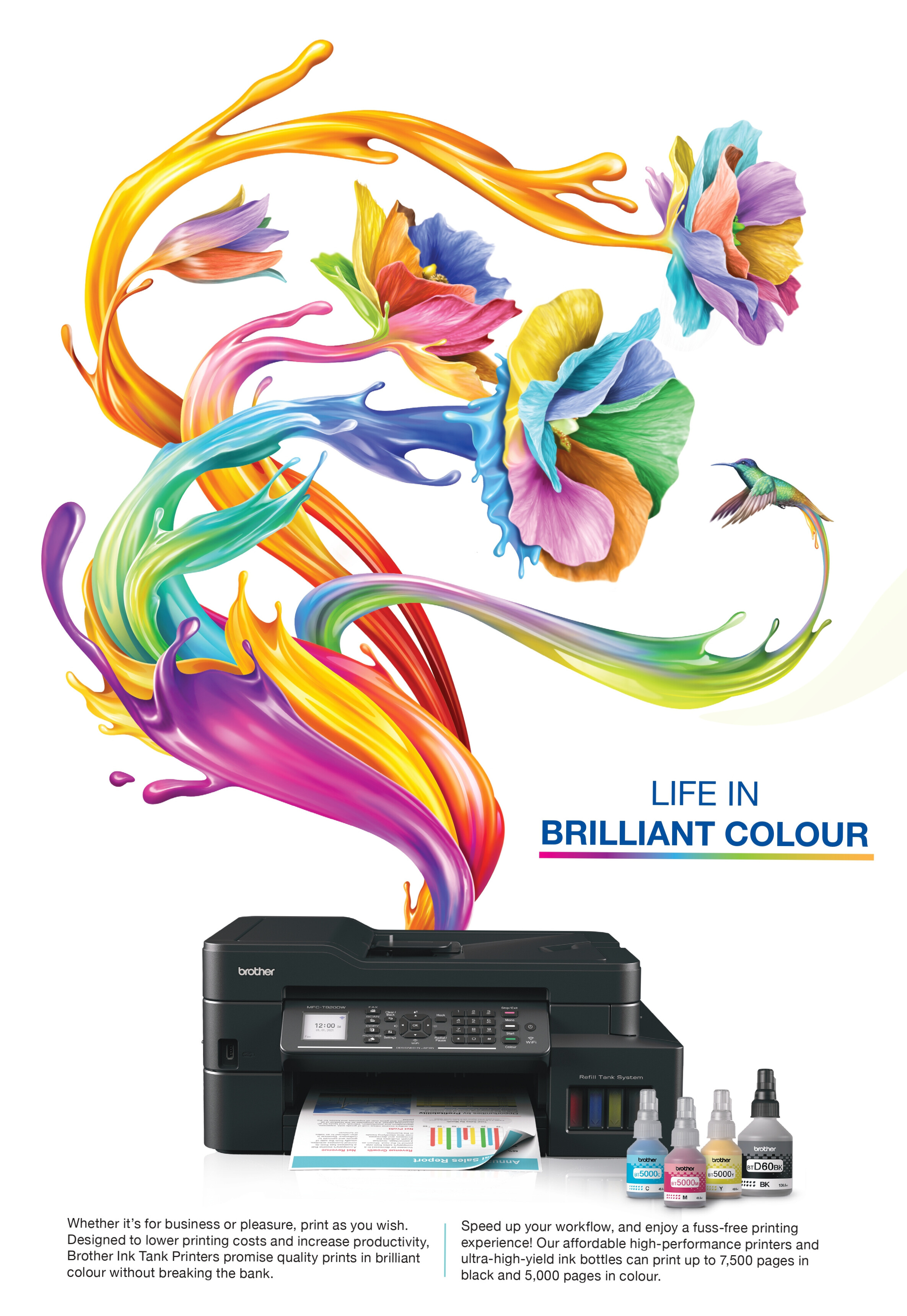 Brother DCP-T226 A4 3-in-1 Colour Ink Tank Printer | Refill Ink Tank ...
