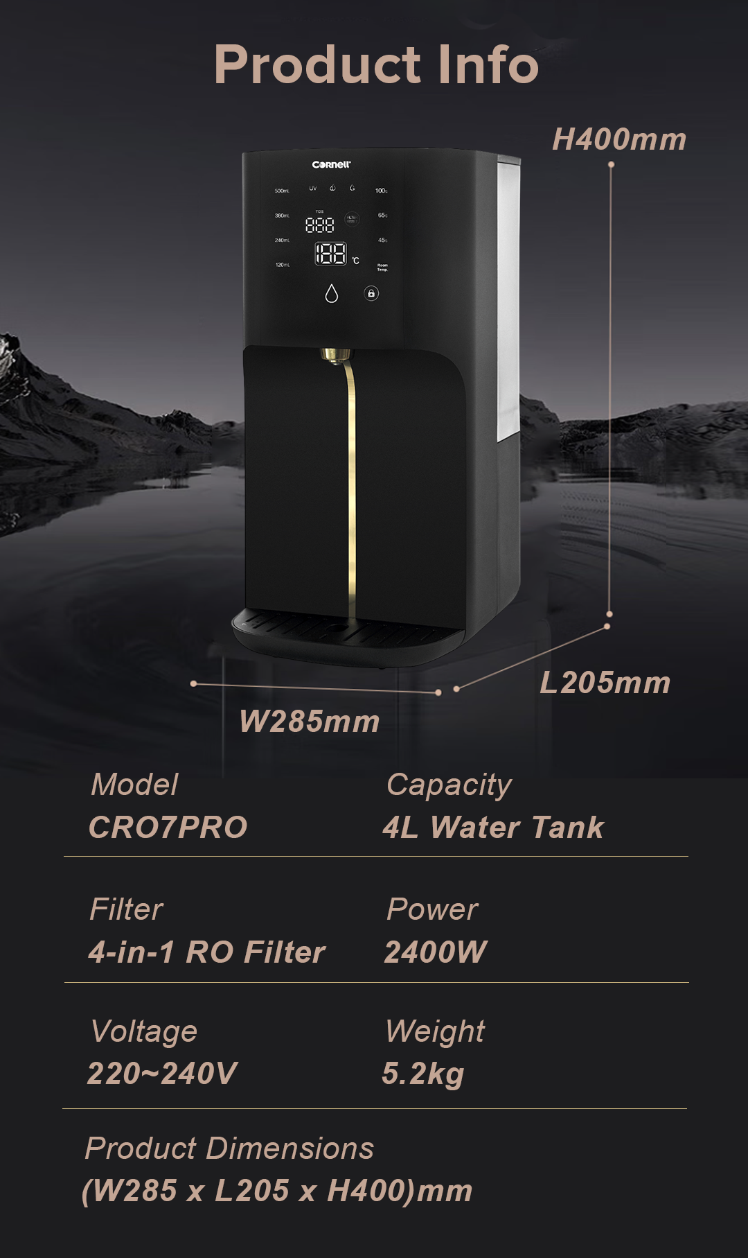 Cornell 4L Water Purifier, Instant Water Dispenser with Reverse Osmosis Filter CRO7PRO | Shopee ...