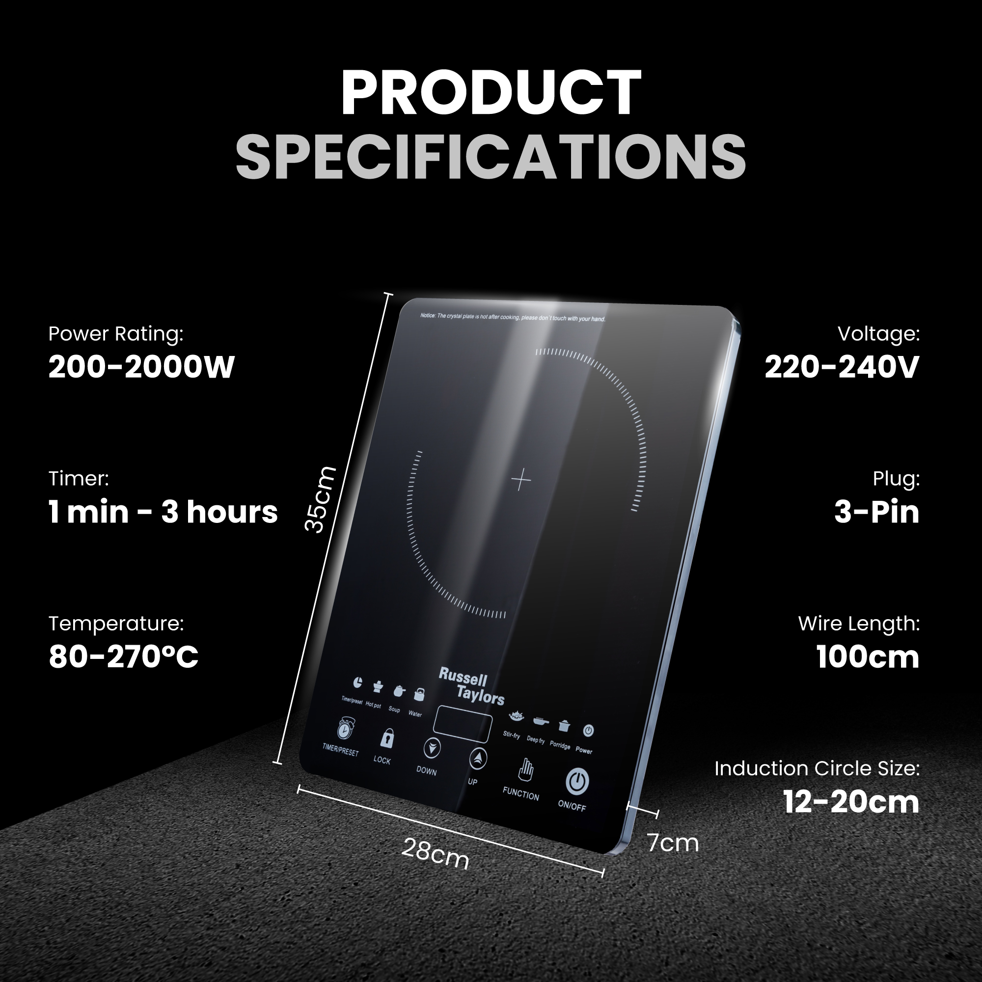 Russell Taylors 6 Programs Induction Cooker 2000W IC-10 | Shopee Singapore