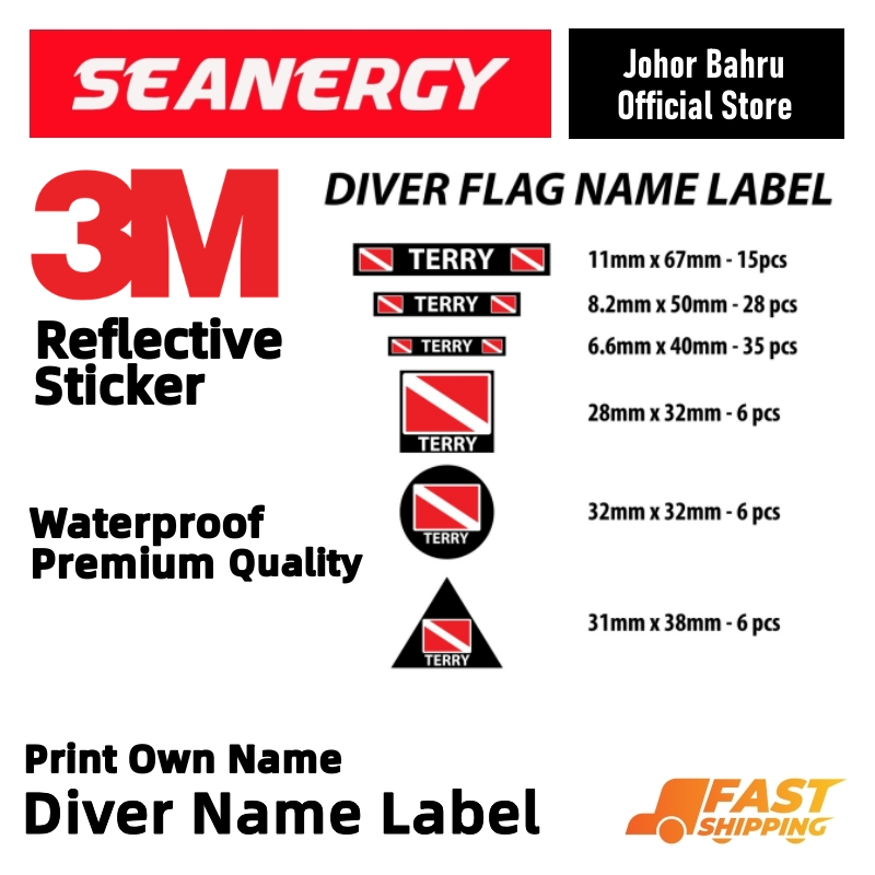 (PRE-ORDER)Print Your Name Dive Label Waterproof Sticker Label Diver's ...