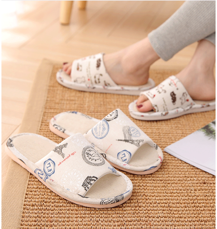 Cotton and Linen Slippers Home Slippers for Women Men Soft Slippers ...