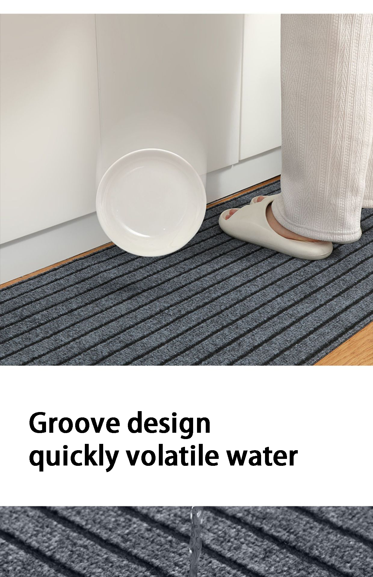 Non-Slip Kitchen Floor Mat Oilproof Carpet for Kitchen Bathroom ...