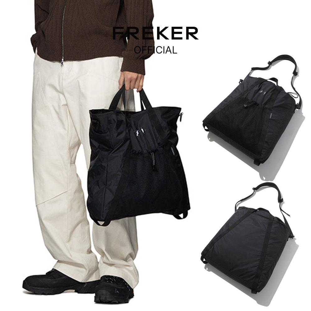 [FREKER] Unisex Nylon Tote Bag Crossbody Bag (Black) | Shopee Singapore