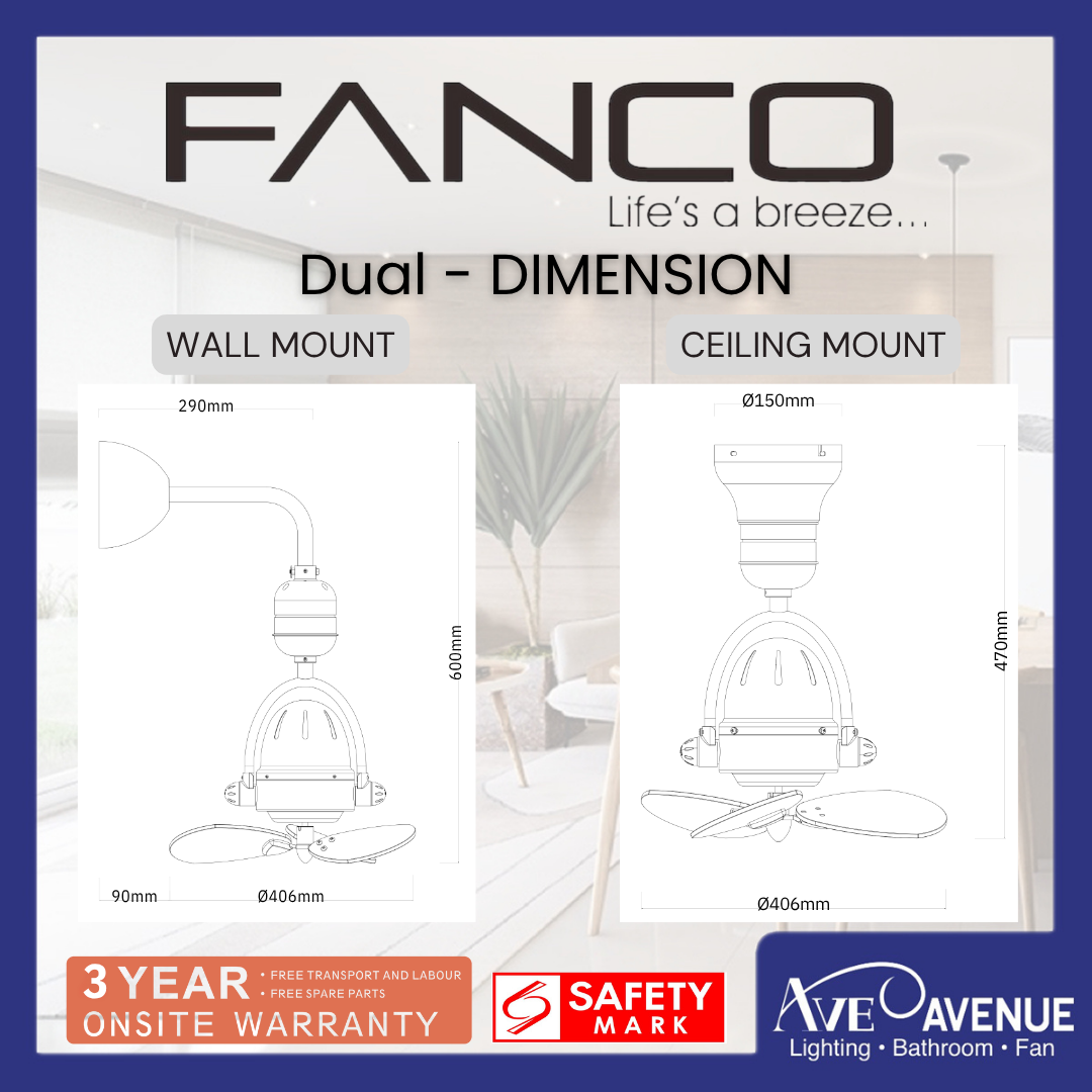 Fanco Co-Fan Dual 16 Inch DC Motor Corner Fan with Remote Control ...