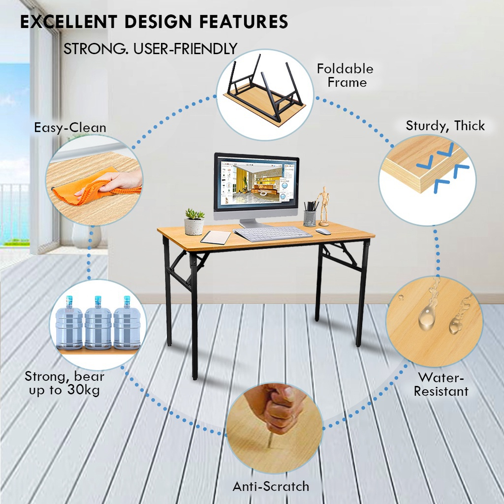 【Free installation】Foldable Table Folding Computer Table Dining Table ...