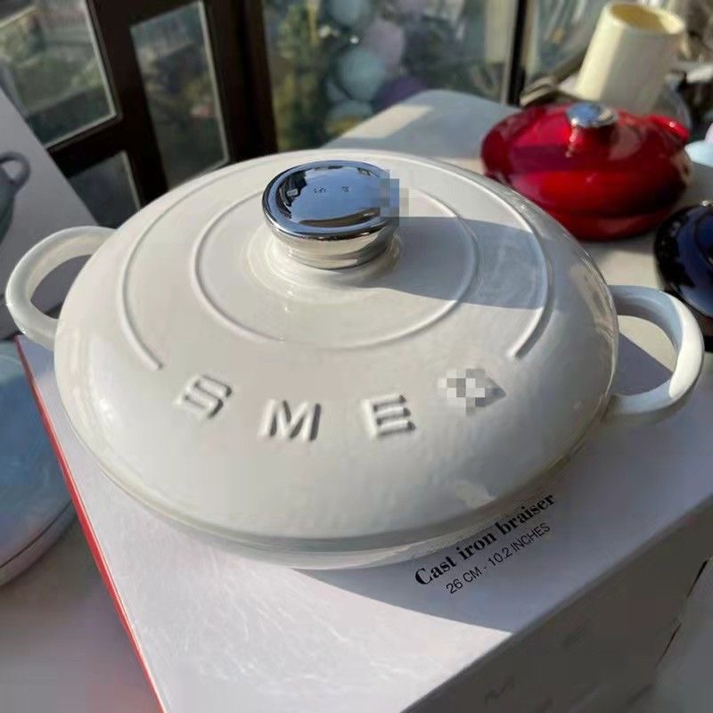【SG】SMEG Cast Iron Enamel Pot New Style Soup Pot 26cm Large Capacity ...