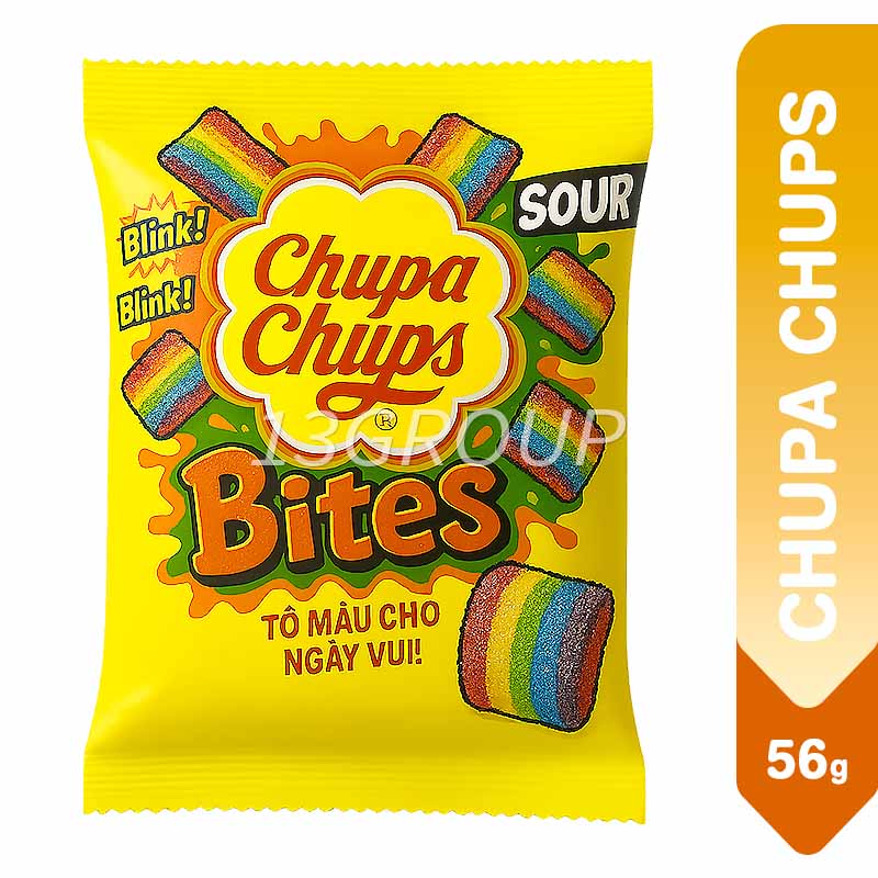 Chupa Chups Sour Bites / Rainbow Fruit Flavored Gummy Candy Lollipop ...