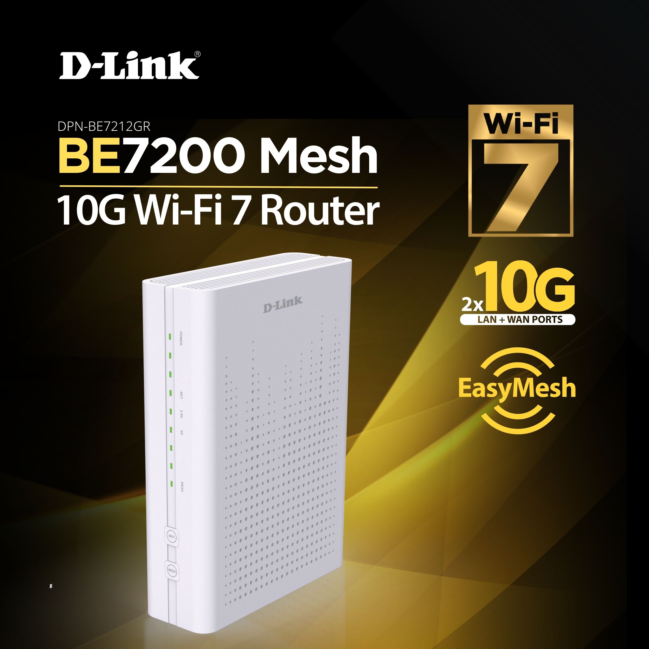D-Link DPN-BE7212GR BE7200 Dual Band 2x10G LAN/WAN Wi-Fi 7 Wireless ...